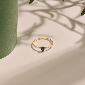 Solid Gold Sapphire Ring, 14k Gold Blue Engagement Ring for Women ...