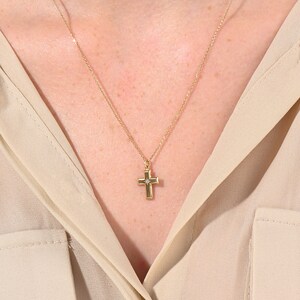 14k Solid Gold Cross Pendant Minimalist Cross Necklace Women - Etsy UK