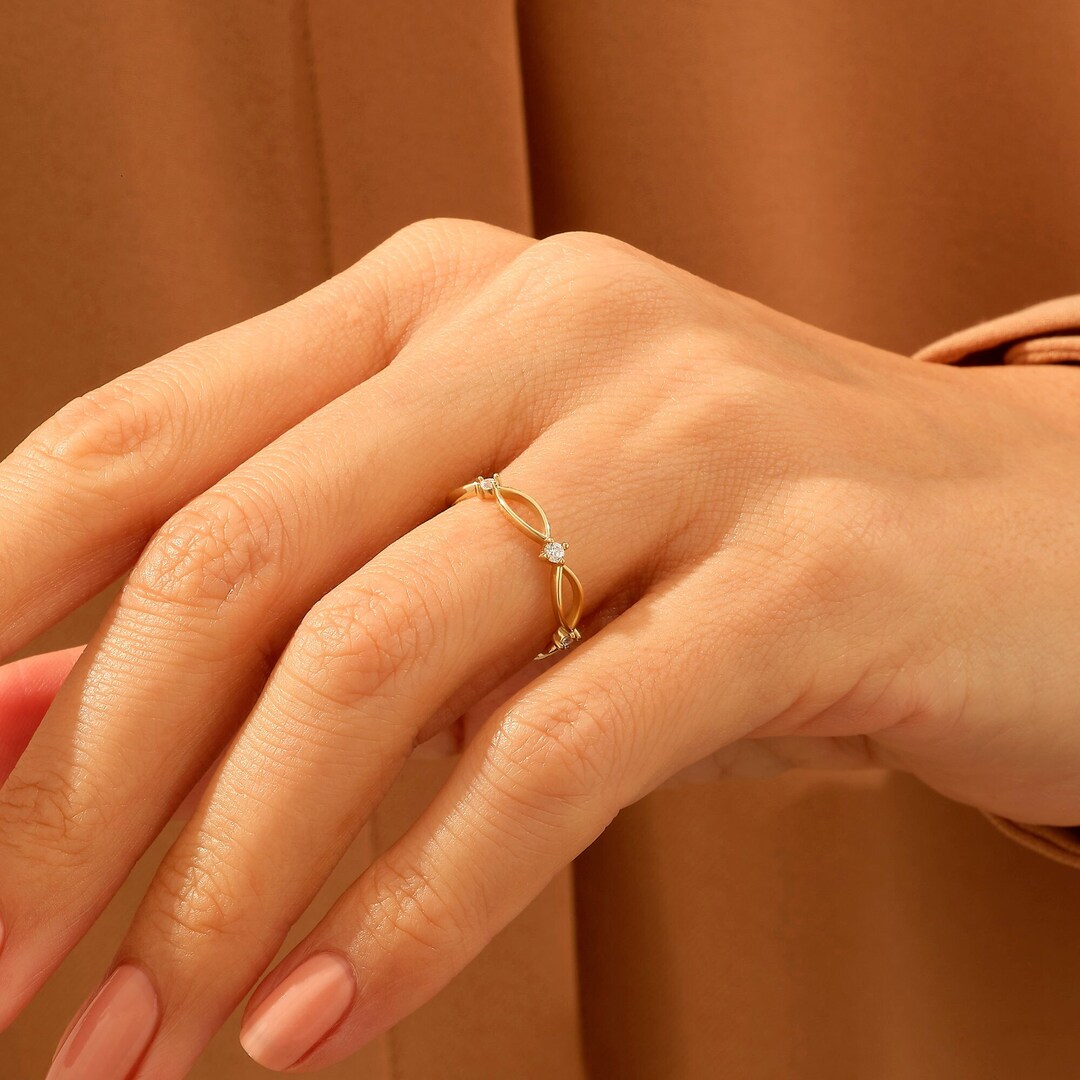14k Solid Gold Stacking Ring Dainty Stackable Rings Women Gold Ring ...