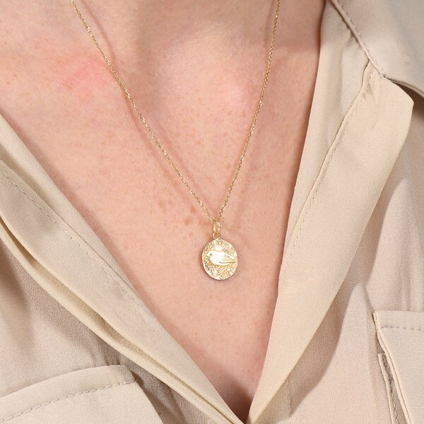 Gold Bird Pendant - Etsy