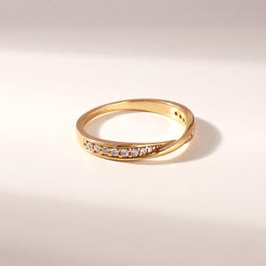 Lab Diamond Twisted Wedding Ring Solid 14k Gold Half Eternity Band ...