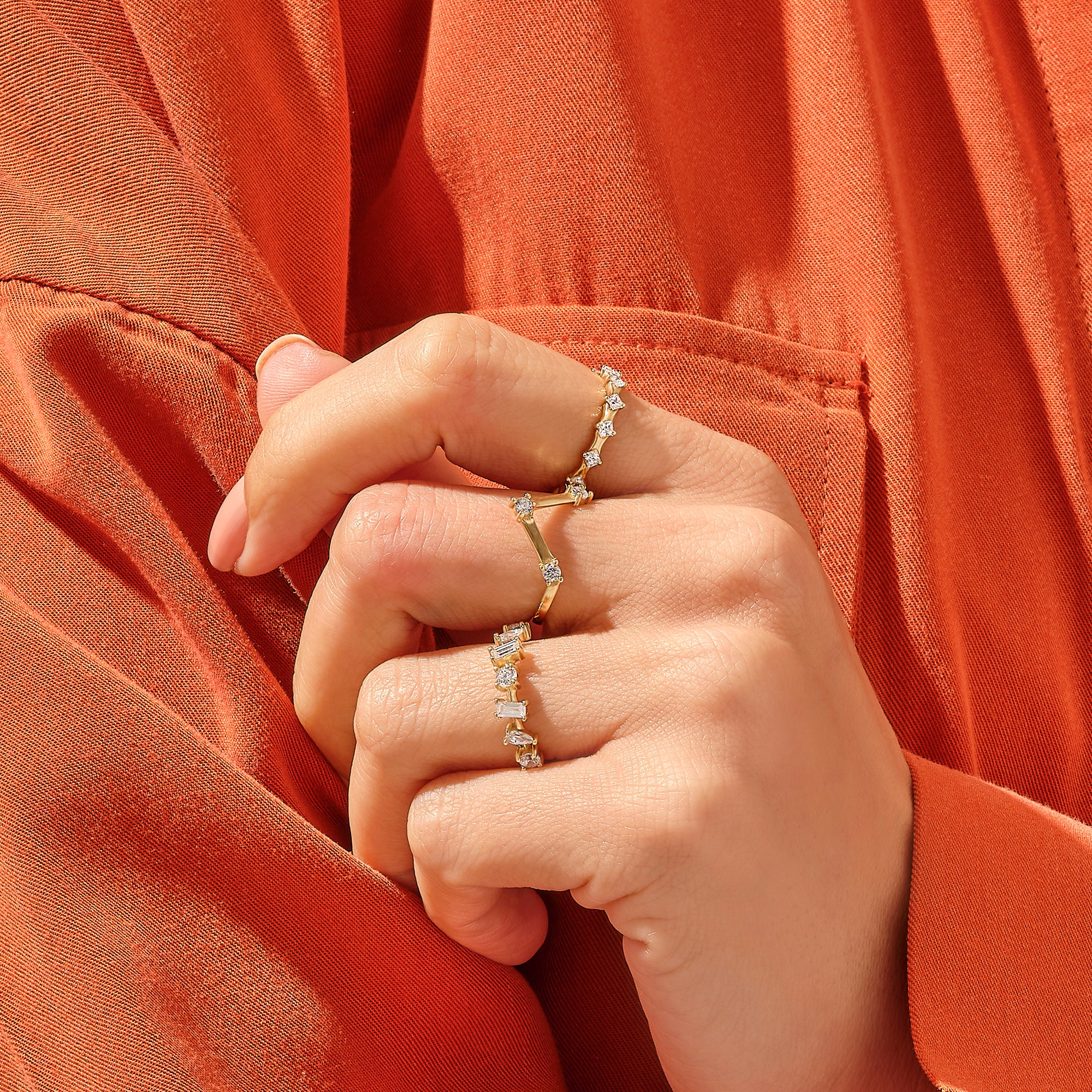 14k Solid Gold Princess Band Ring Full Eternity Wedding Ring - Etsy