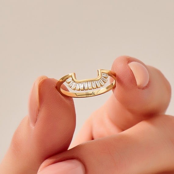 Curved wedding band for square ring store