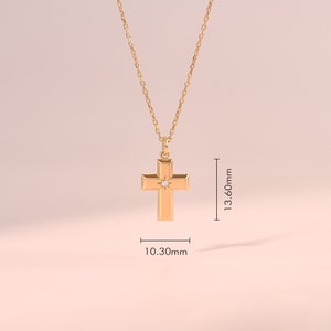 14k Solid Gold Cross Pendant Minimalist Cross Necklace Women - Etsy UK