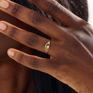 14k Gold Sun Signet Ring, Solid Gold Pinky Ring, Womens Dainty Sunshine ...
