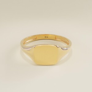 Solid Gold Square Signet Ring, 14k Gold Engraved Pinky Ring for Men ...