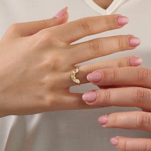 14k Solid Gold Curved Wedding Band – Dainty Nesting Ring Enhancer for ...