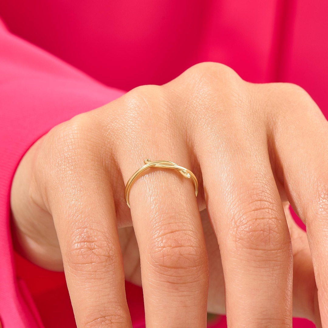 Solid Gold Knot Ring, 14k Gold Promise Ring Women, Dainty Love ...
