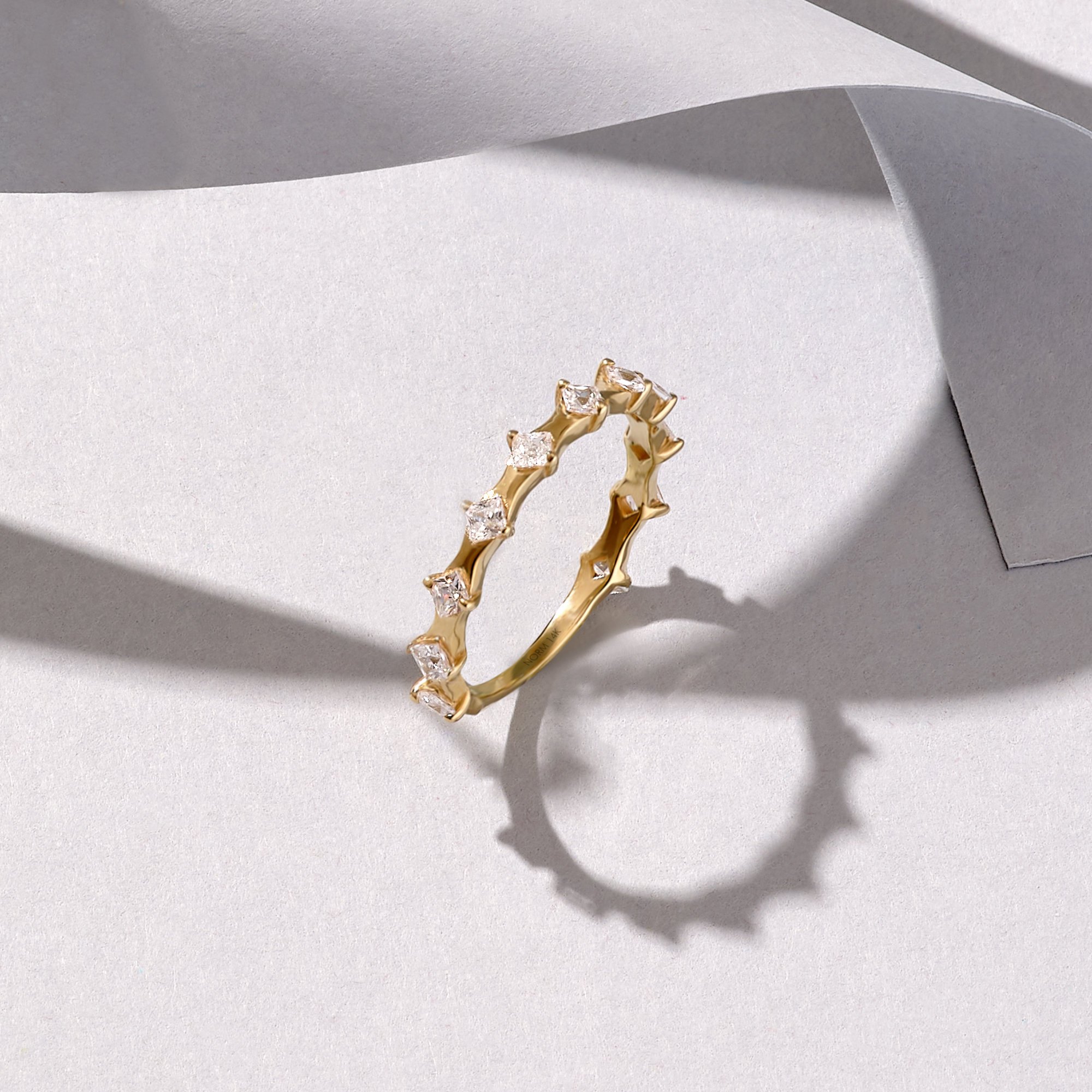 14k Solid Gold Princess Band Ring Full Eternity Wedding Ring - Etsy