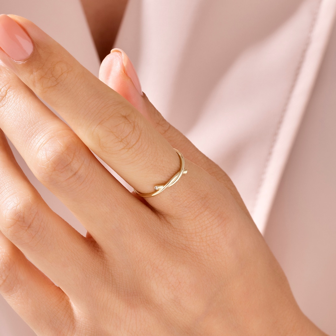 Solid Gold Knot Ring, 14k Gold Promise Ring Women, Dainty Love ...
