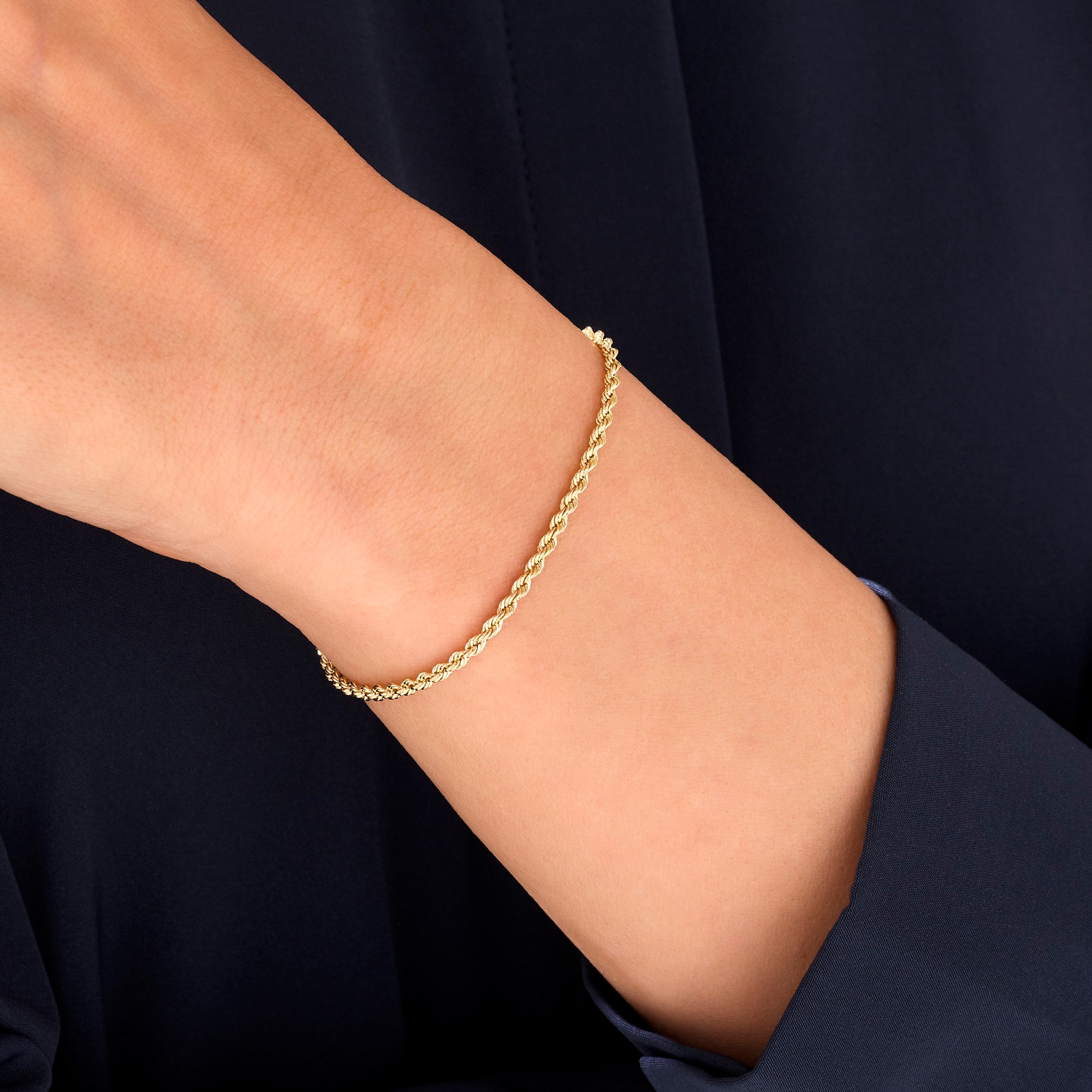 14k Solid Gold Rope Chain Bracelet Womens Gold Bracelet - Etsy