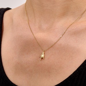 14k Solid Gold I Love You Hand Sign Pendant, Asl Love Necklace for ...