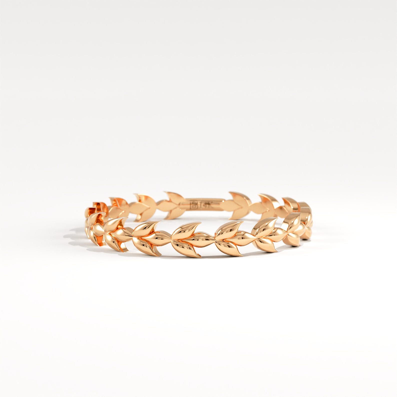 14K Solid Gold Laurel Leaf Eternity Ring, Dainty Olive Branch Wedding ...