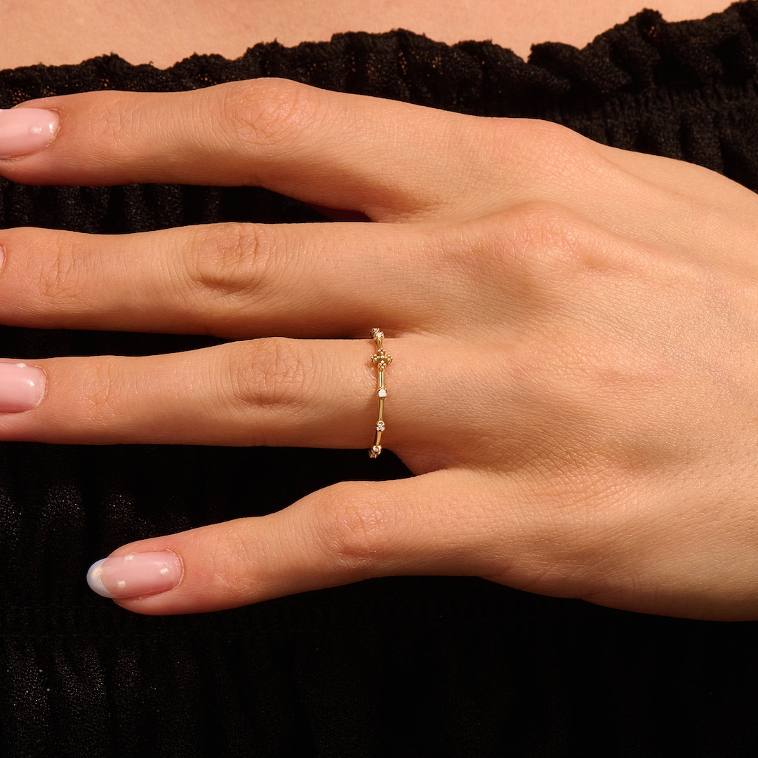 Massiv Gold Tiny Kreuz Abstand Ring 14k Gold Rosenkranz Ring Christian ...