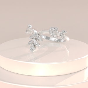 Solid Gold Curved Wedding Ring 14k Gold Leaf Ring Dainty Stacking Ring ...