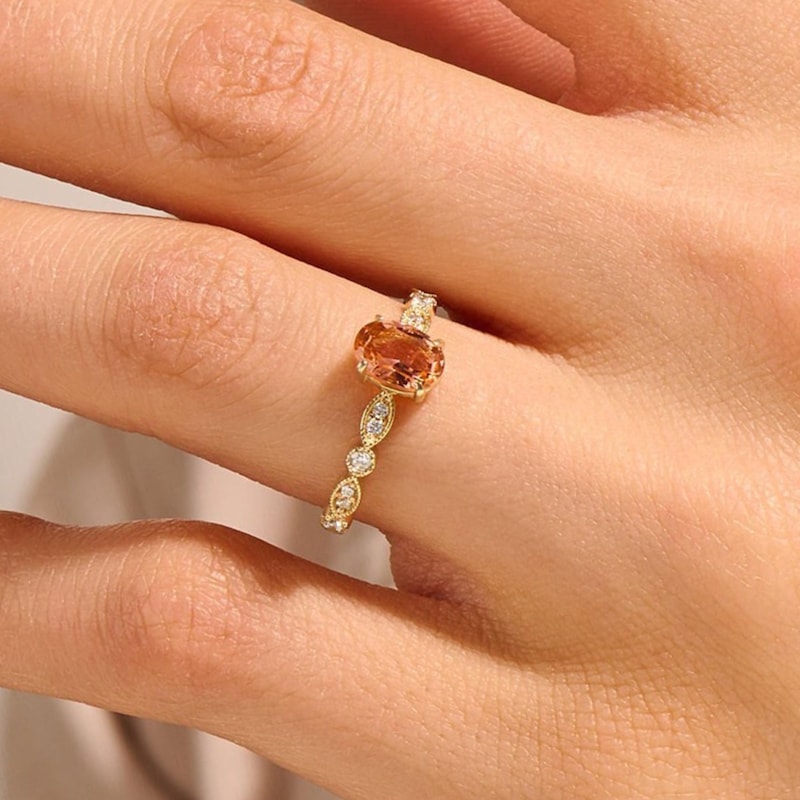 Peach Sapphire Engagement Ring - Etsy