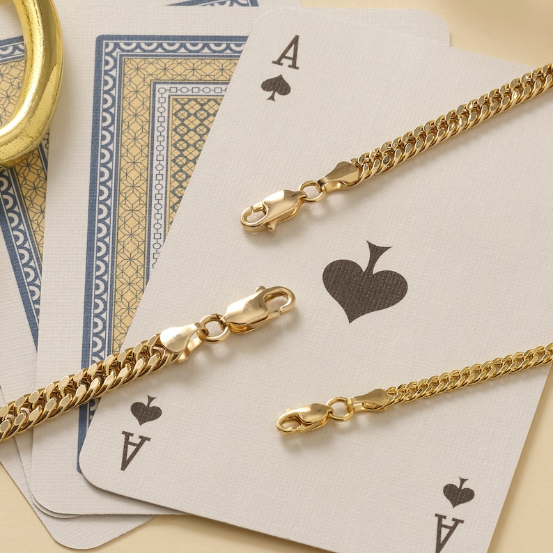 14k Solid Gold Cuban Link Bracelet – 4mm Miami Chain for Men and Women ...