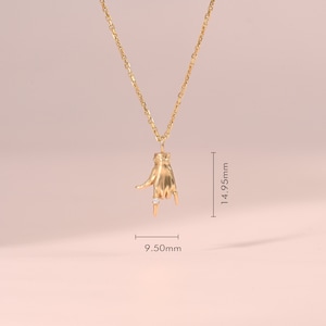 14k Solid Gold I Love You Hand Sign Pendant / ASL Love Necklace for ...