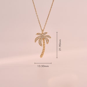 Solid Gold Palm Tree Pendant, 14k Gold Summer Necklace for Women ...