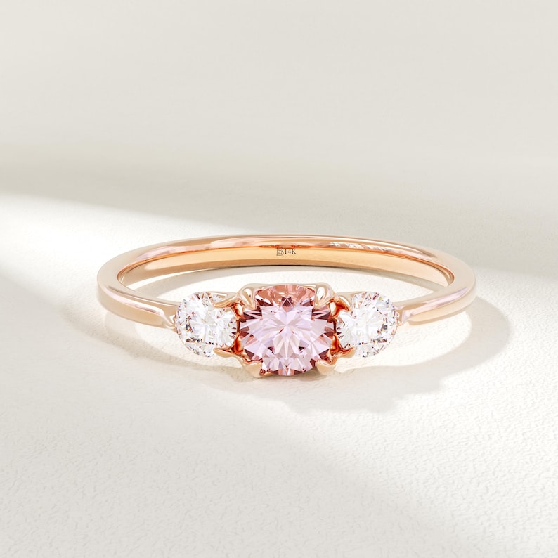 Anello in oro massiccio 14 carati con zaffiro lavanda – Delicato anello ...