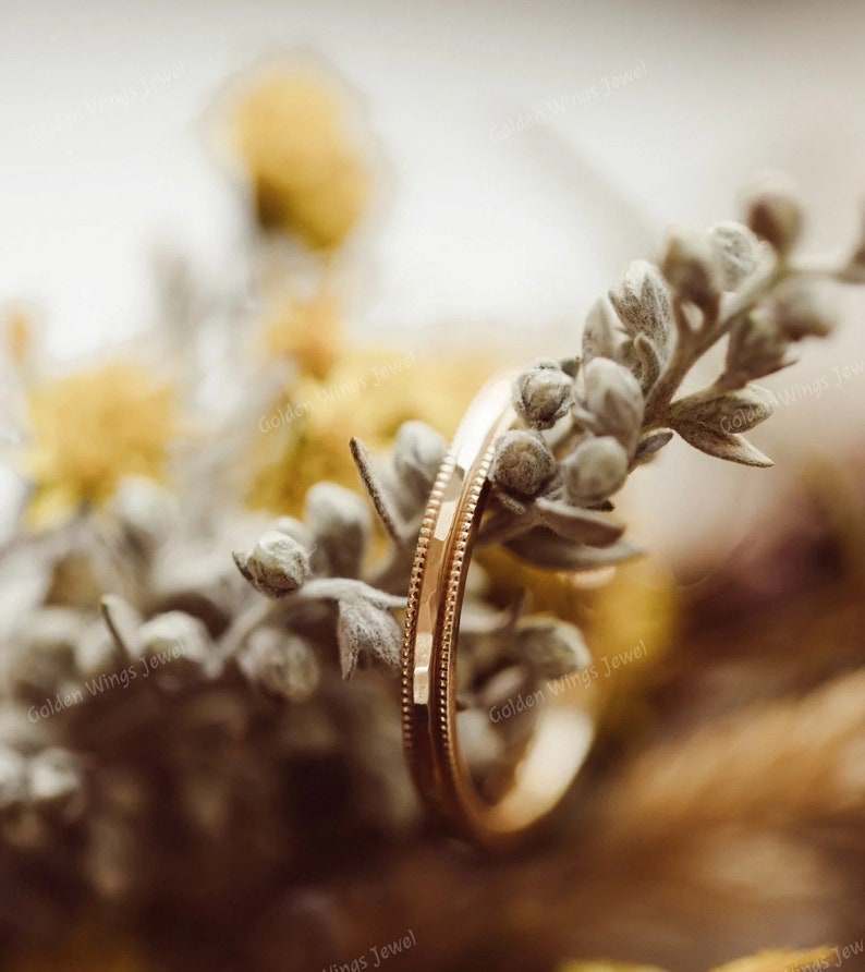Plain Milgrain Design Wedding Matching Band, Solid Gold Matching Band ...