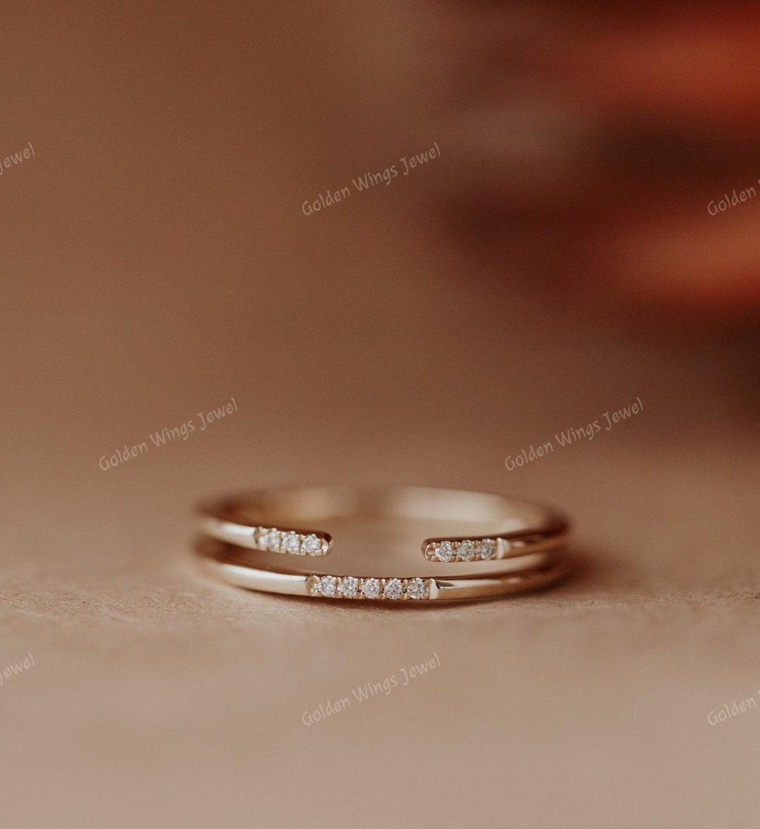Split Band Moissanite Diamond Matching Wedding Band for Her, Stackable ...