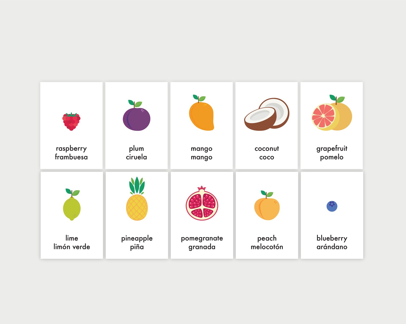 Bilingual English - Spanish Fruit Learning Flashcards | Bilingual ...