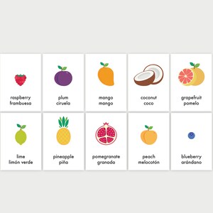 Bilingual English - Spanish Fruit Learning Flashcards | Bilingual ...