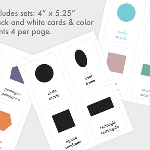 Shapes Bilingual English and Spanish Montessori Flashcards | Childcare ...