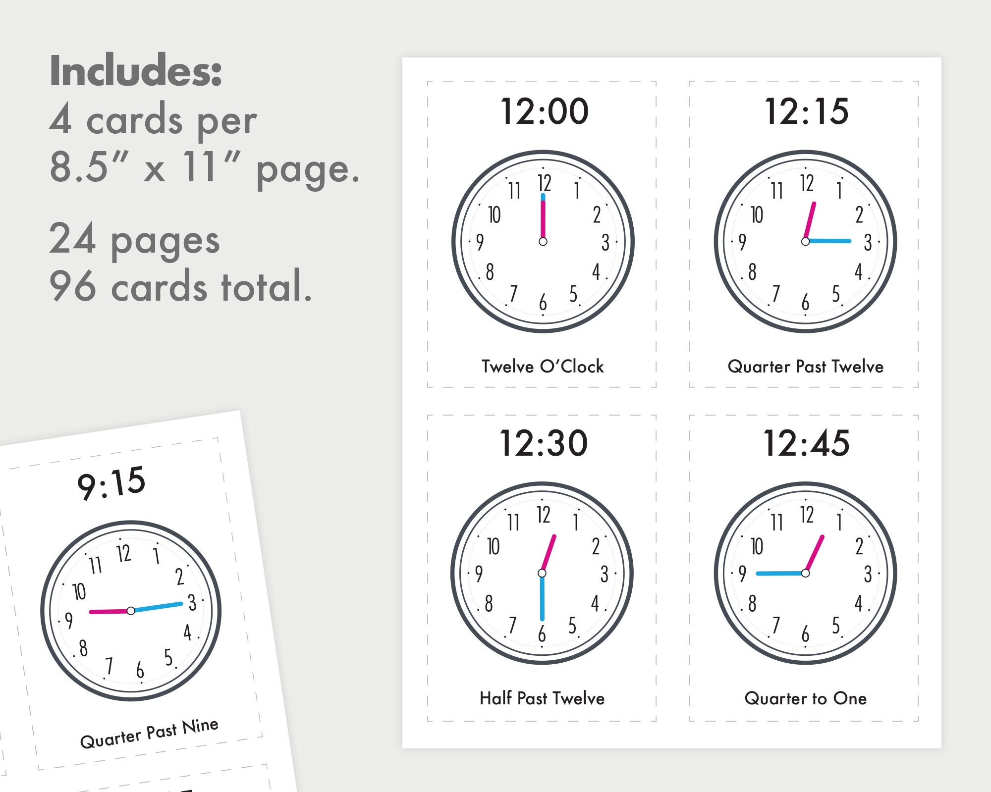 Analog Telling Time Flashcards | Homeschool Resources Learning ...
