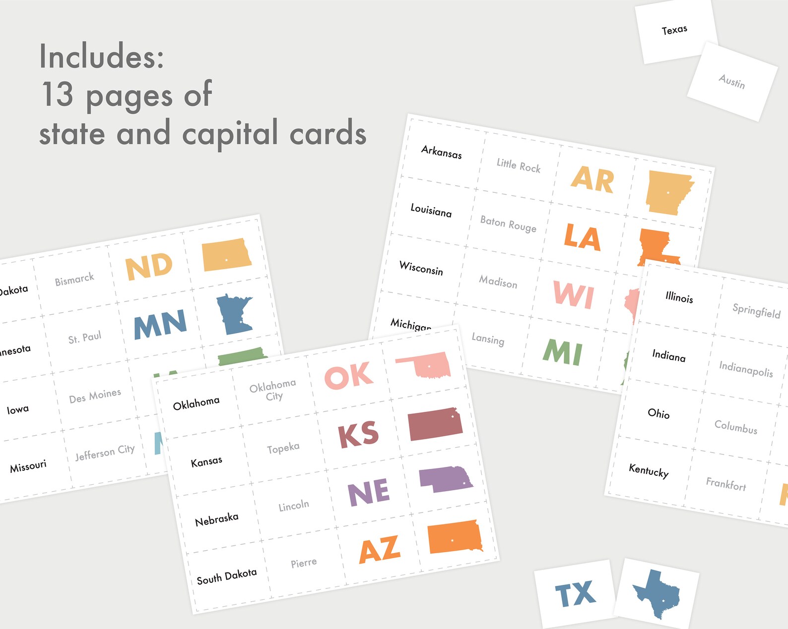 States and Capitals Activity Set | Printable United States Homeschool ...
