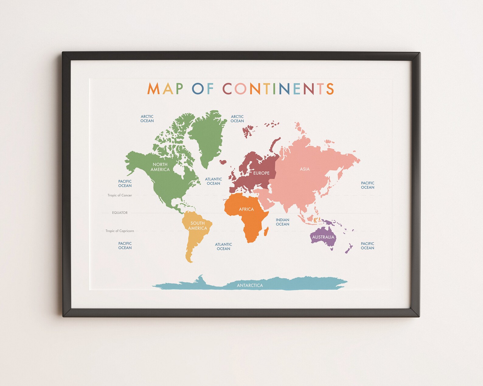 Filled Large Continent Map for Classroom || World Map Printable ...