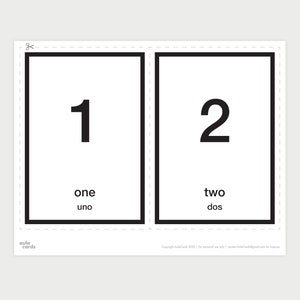Printable Bilingual Number Flashcards | Mini Counting Cards | Number 1 ...