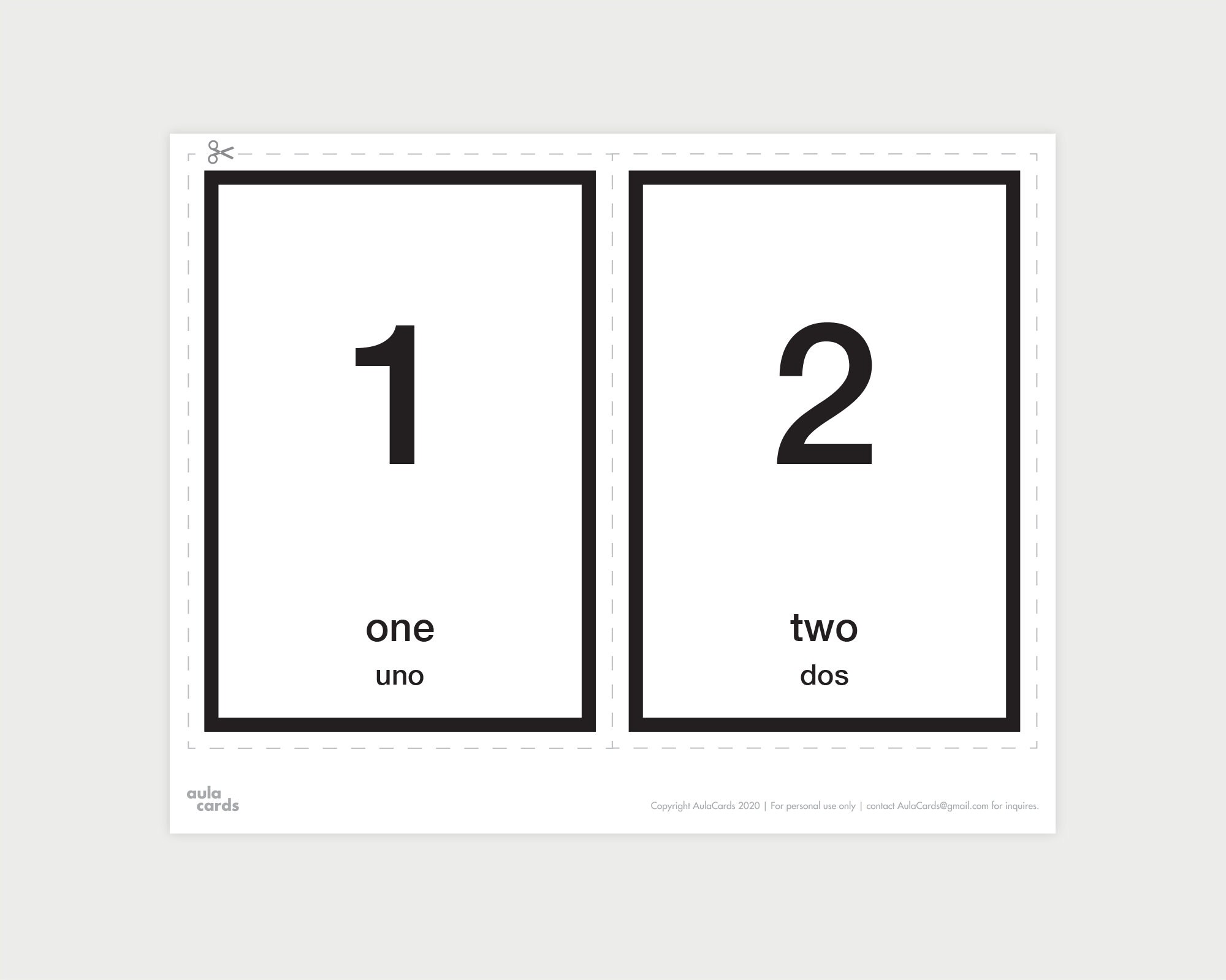 Printable Bilingual Number Flashcards | Mini Counting Cards | Number 1 ...