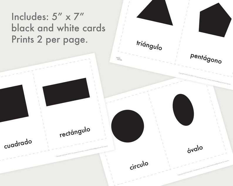 Spanish Shapes Montessori Flashcards | Childcare Center Printable Cards ...