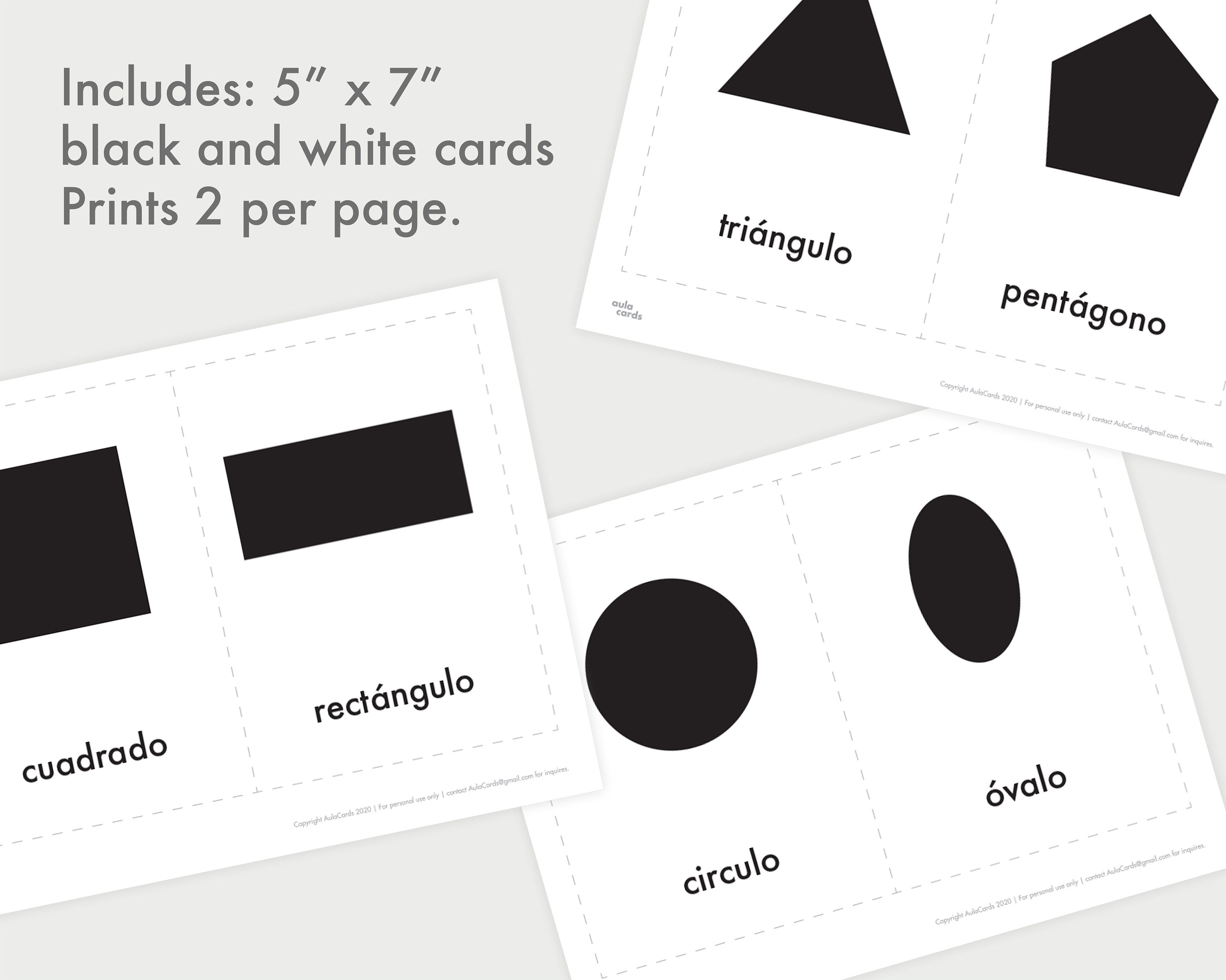 Spanish Shapes Montessori Flashcards | Childcare Center Printable Cards ...