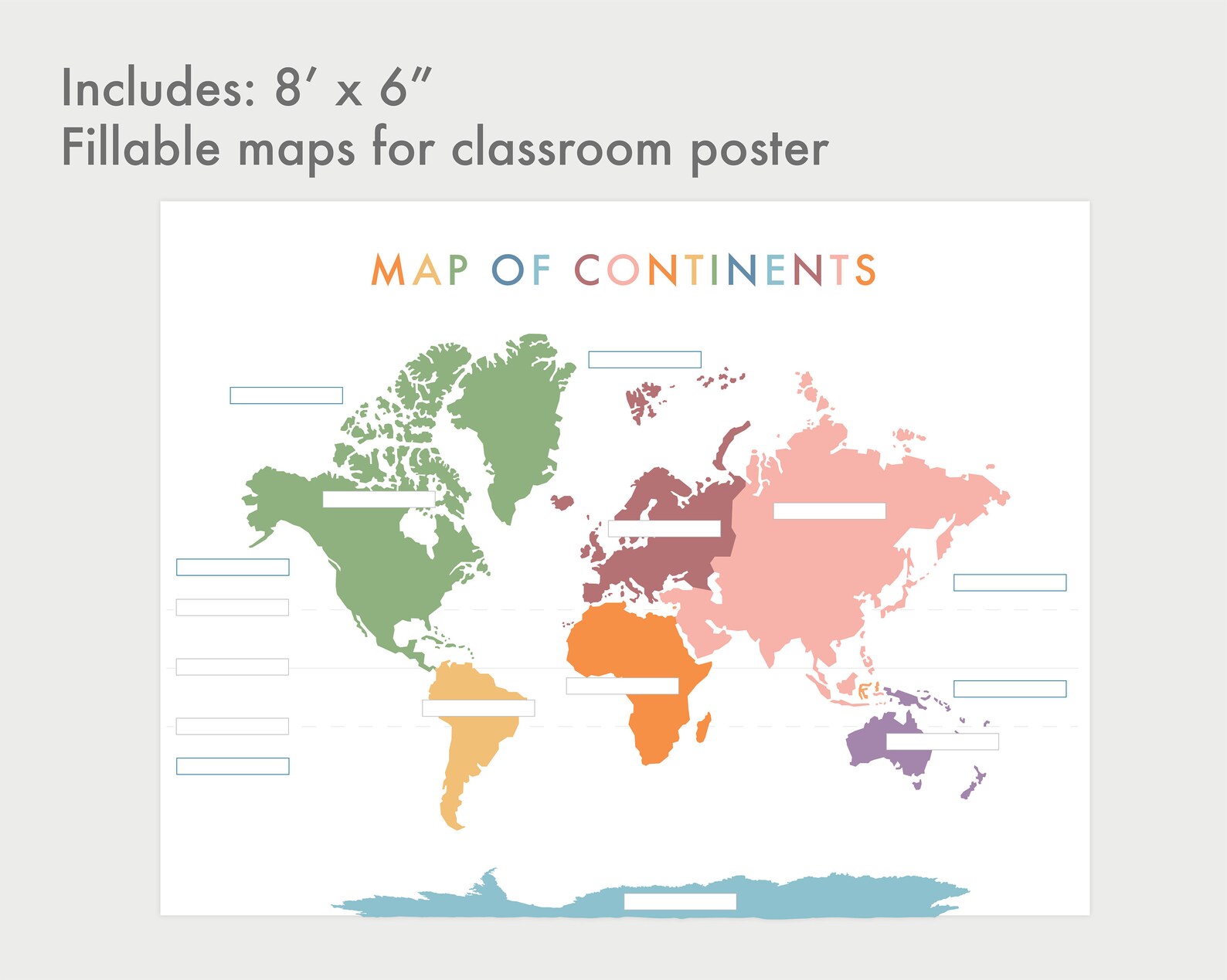 Non-filled Large Continent Map for Classroom || World Map Printable ...