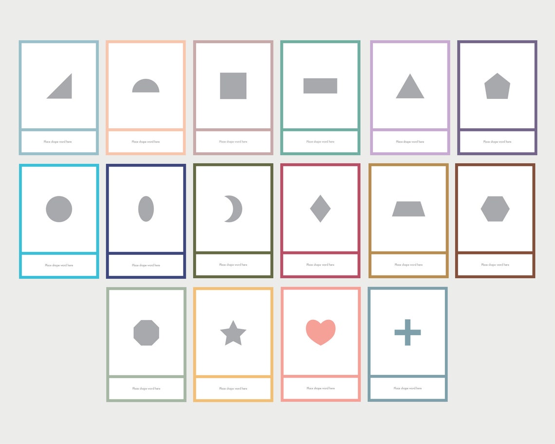 Shapes Montessori Flashcards Bilingual Shape Flashcards Three Part ...