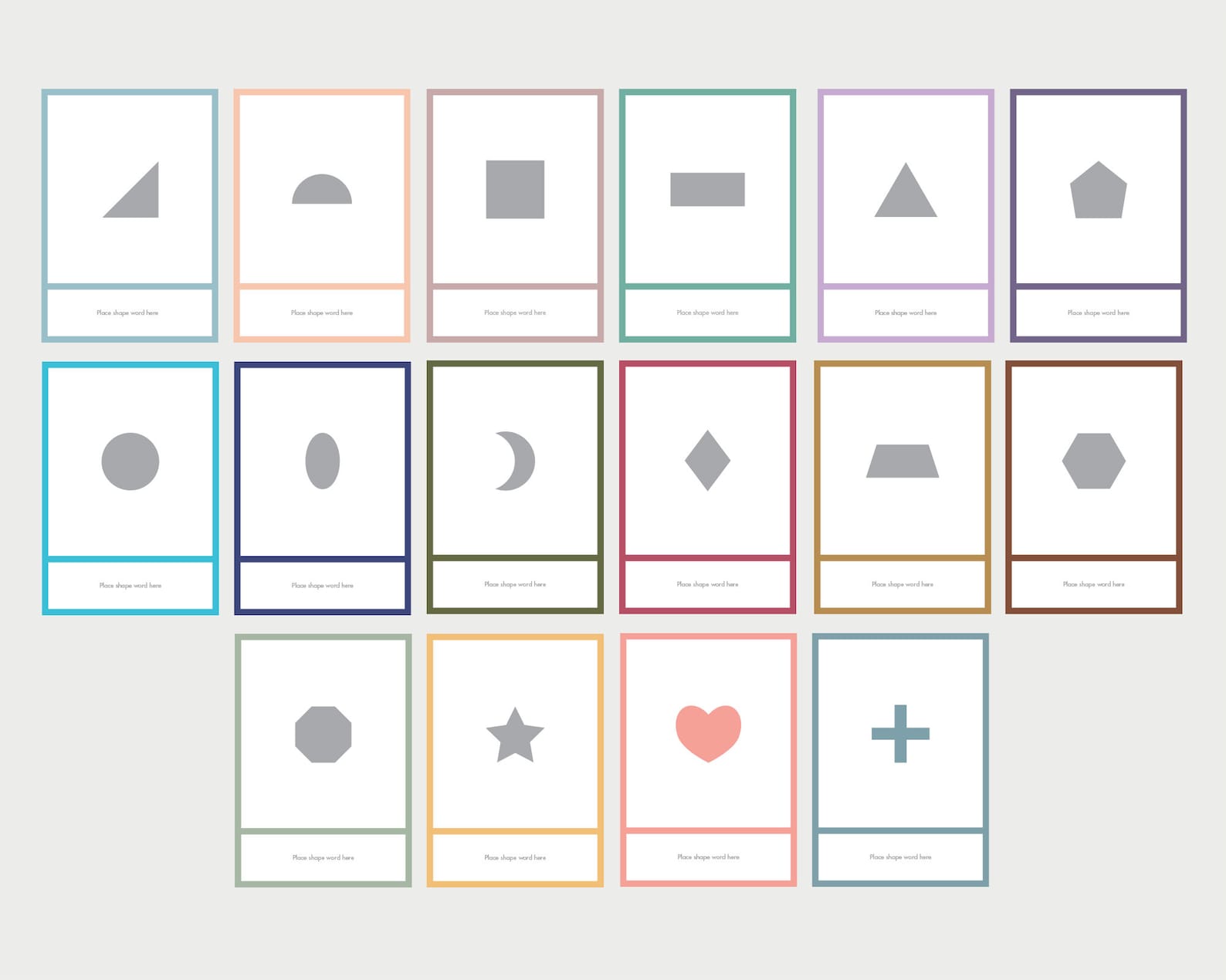 Shapes Montessori Flashcards Bilingual Shape Flashcards Three Part ...