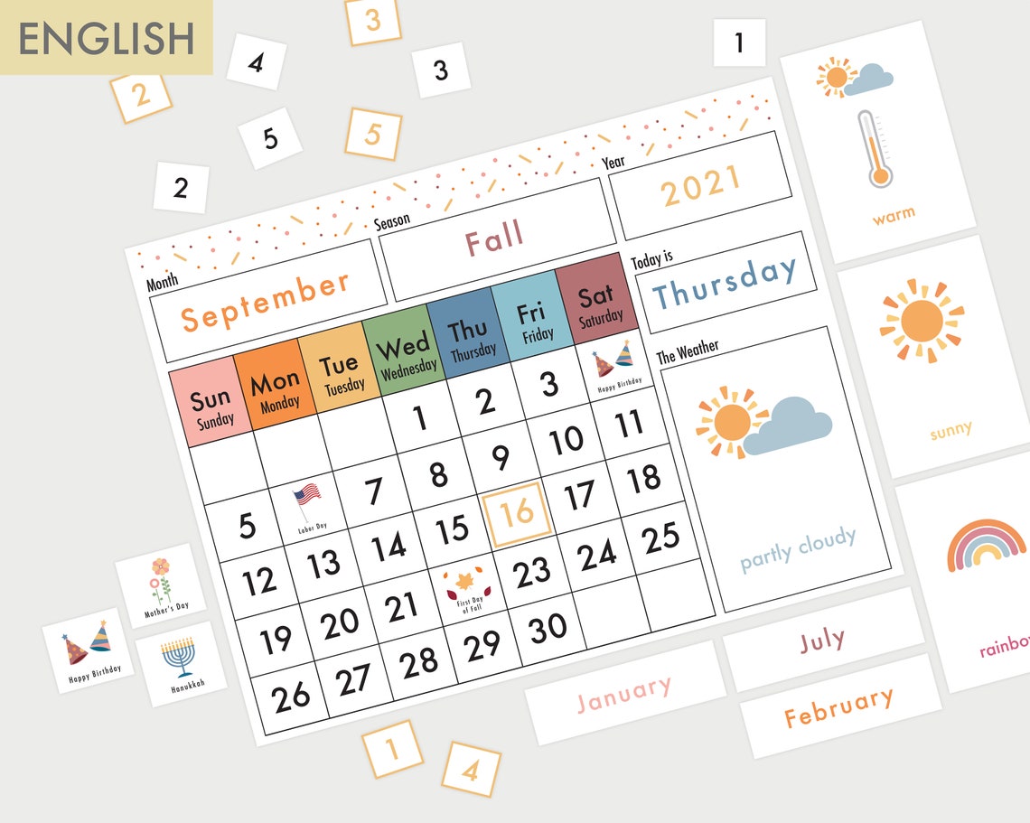 Circle-time English Morning Kids Calendar Circle Time - Etsy