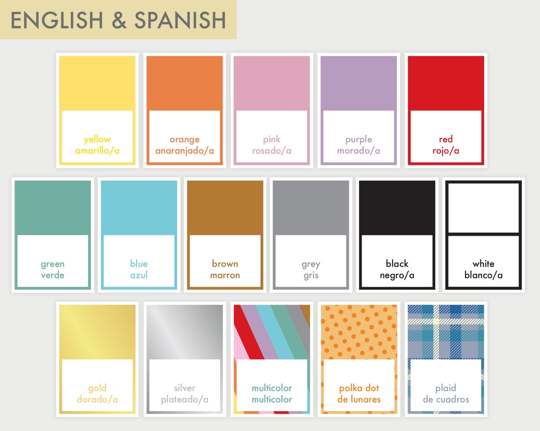 Bilingual English / Spanish Montessori Color Flashcards | Bilingual ...