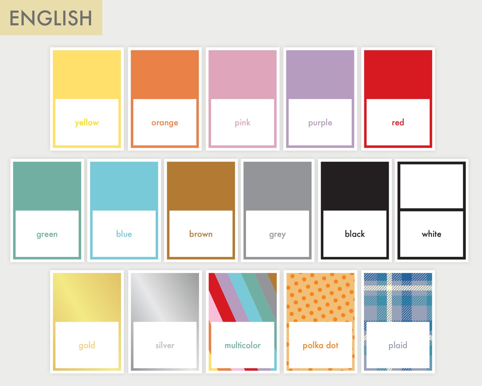 English Montessori Color Flashcards | Color Learning Cards | Toddler ...