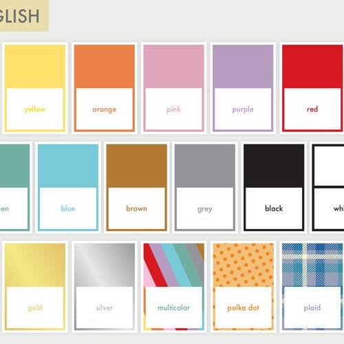English Montessori Color Flashcards Color Learning Cards - Etsy