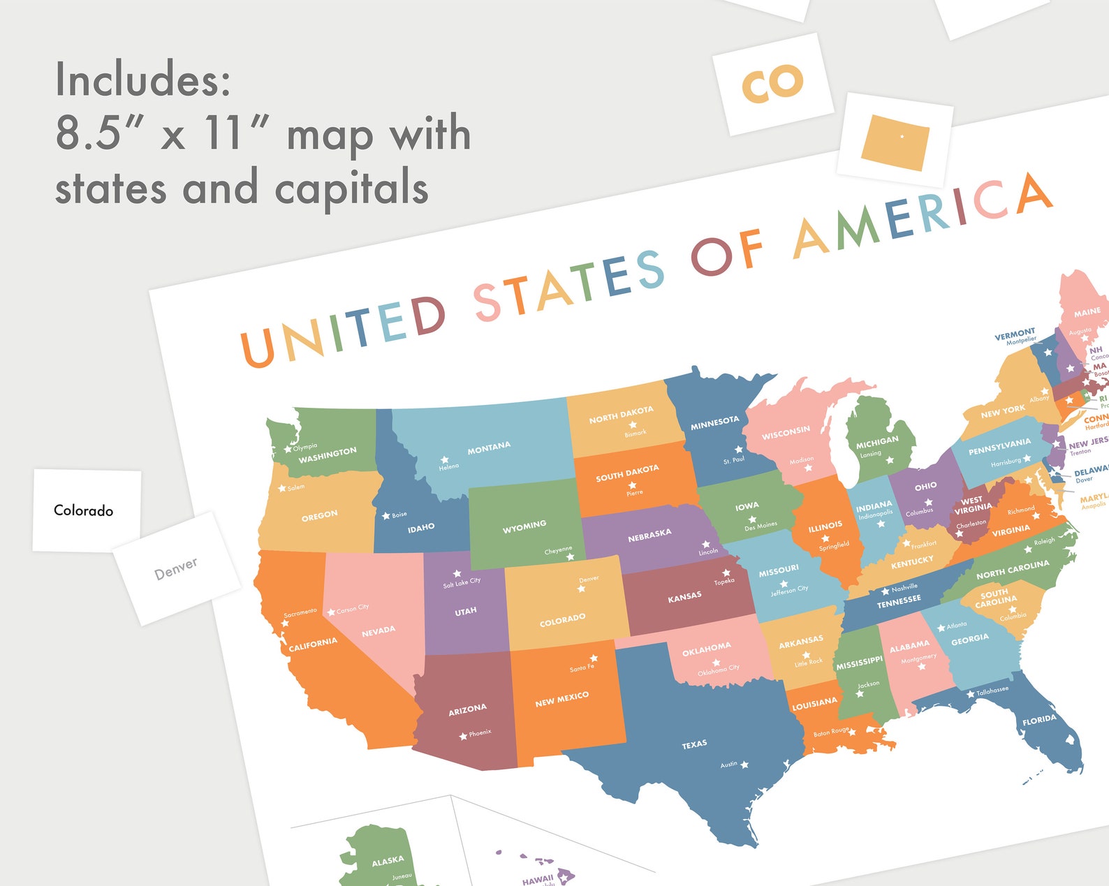 States and Capitals Activity Set Printable United States Homeschool ...