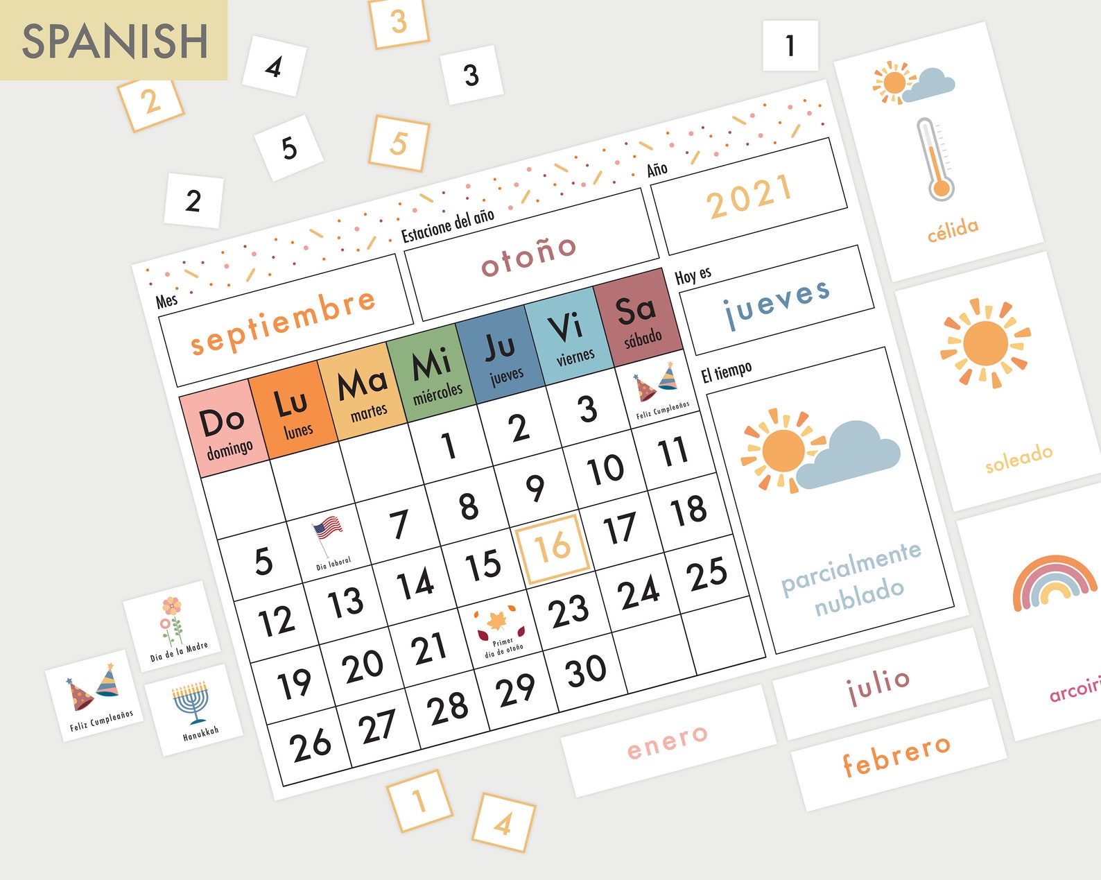 Circle-time Spanish Morning Kids Calendar | Circle Time Printable ...