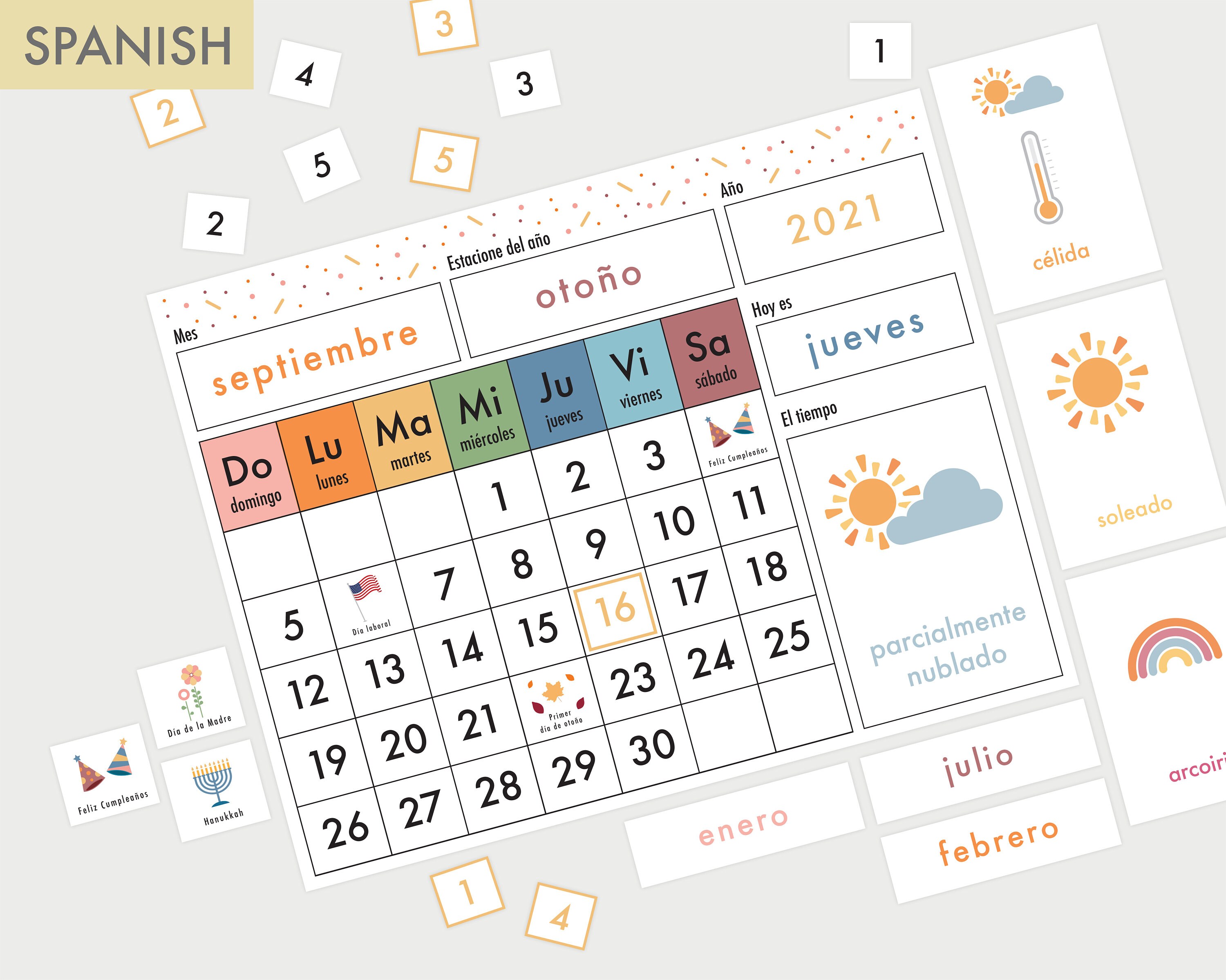 Circle-time Spanish Morning Kids Calendar | Circle Time Printable ...