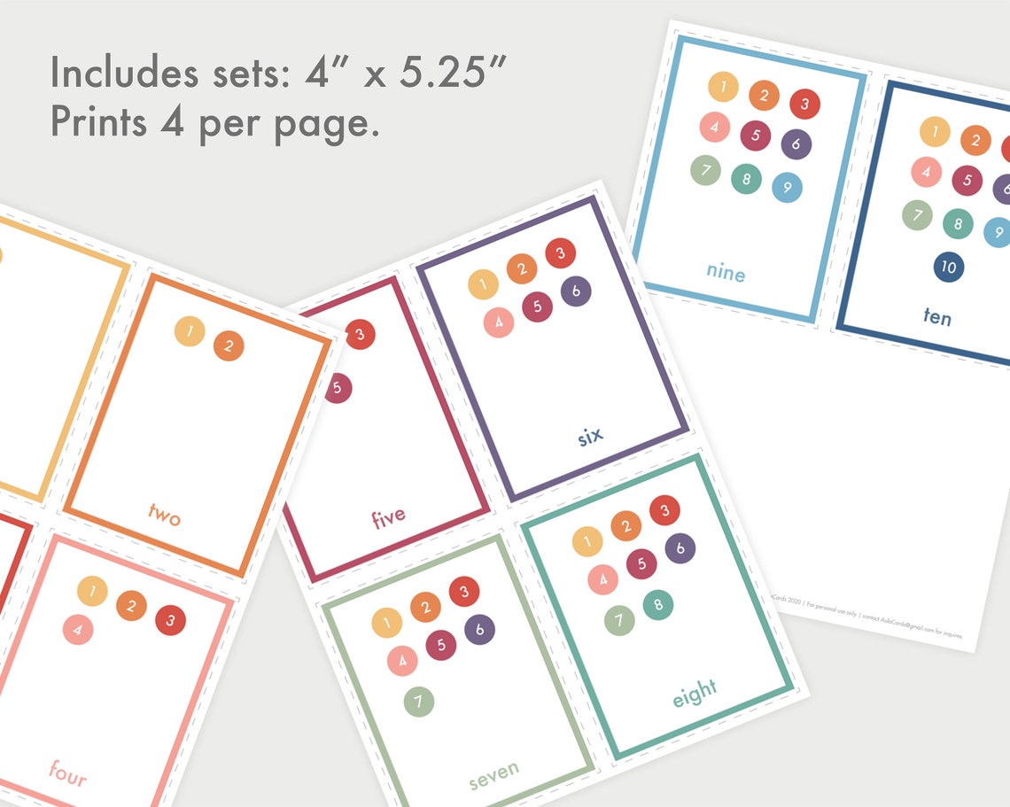 Number 1-10 Counting Flashcards 1-10 Printable Oversized - Etsy