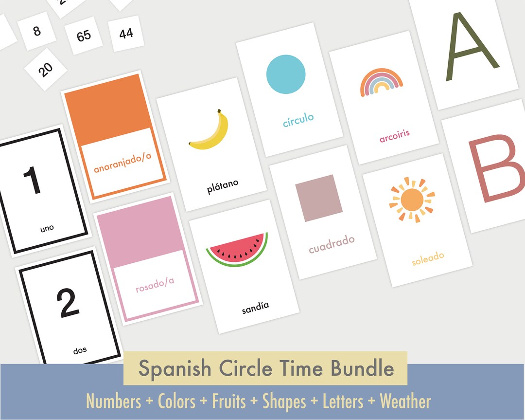 Spanish Circle Time Flashcard Bundle | Shapes | Weather | Abcs ...