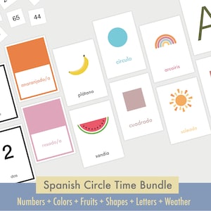Spanish Circle Time Flashcard Bundle | Shapes | Weather | Abcs ...