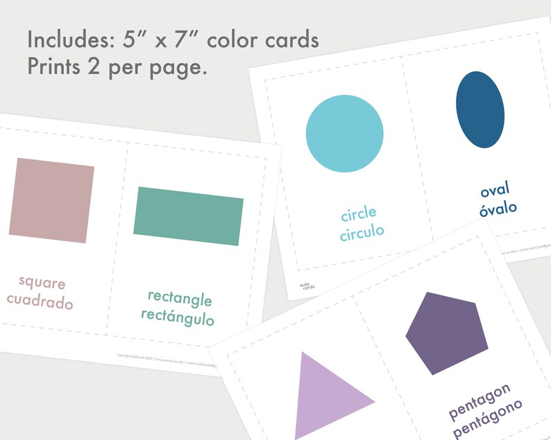 Shapes Bilingual English and Spanish Montessori Flashcards - Etsy